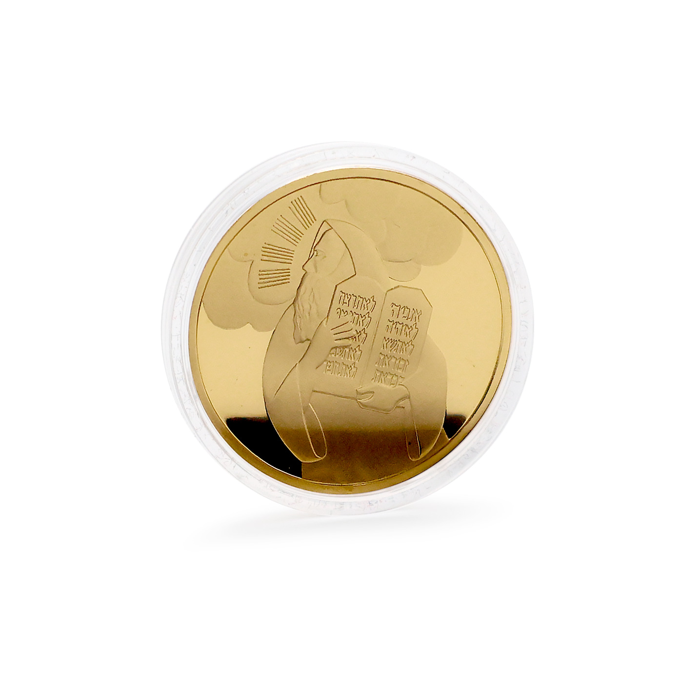 Gold Coin Moses and the Ten Commandments 10 NIS Israel Biblical Art ...