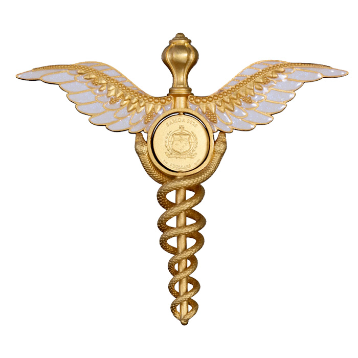 Stříbrná 3D mince 2 Oz Hermova hůl Kaduceus 2025 Proof | Zlaťáky